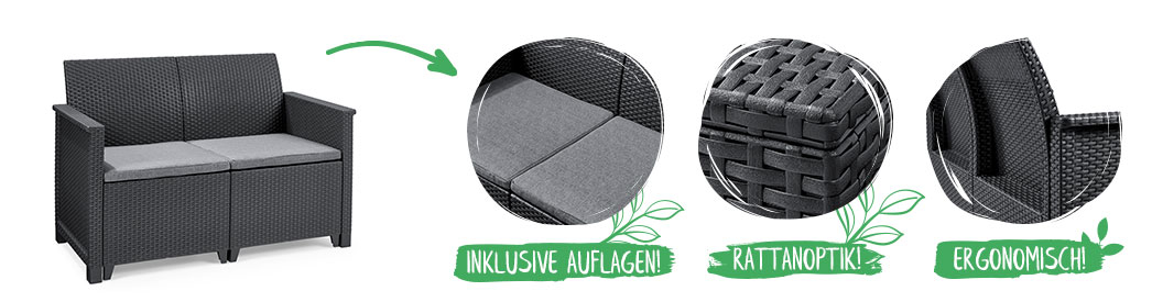 Keter 2-Sitzer Gartensofa EMMA anthrazit, 109,00